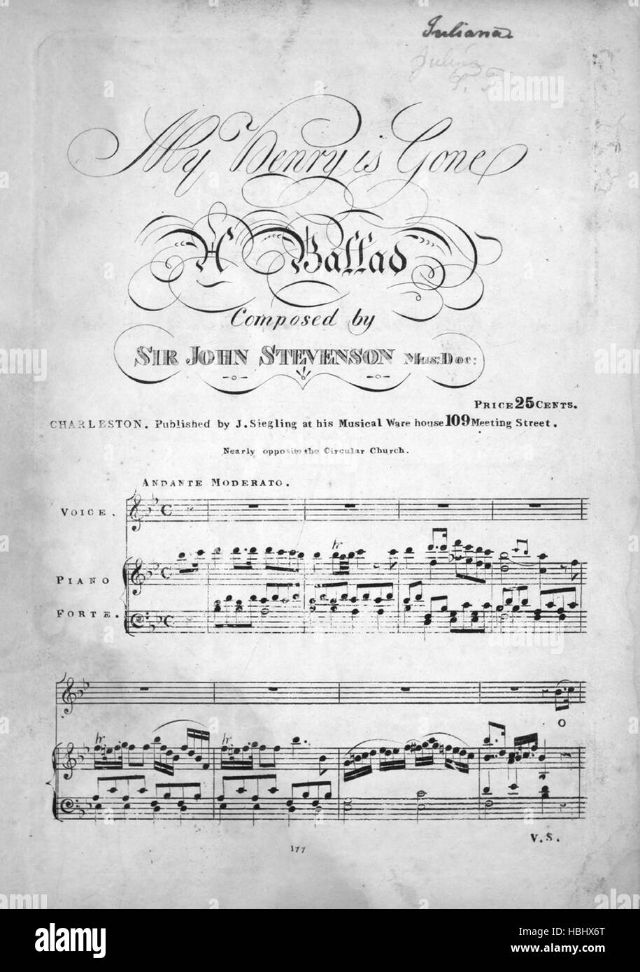 Sheet music cover image of the song 'My Henry is Gone A Ballad', with ...