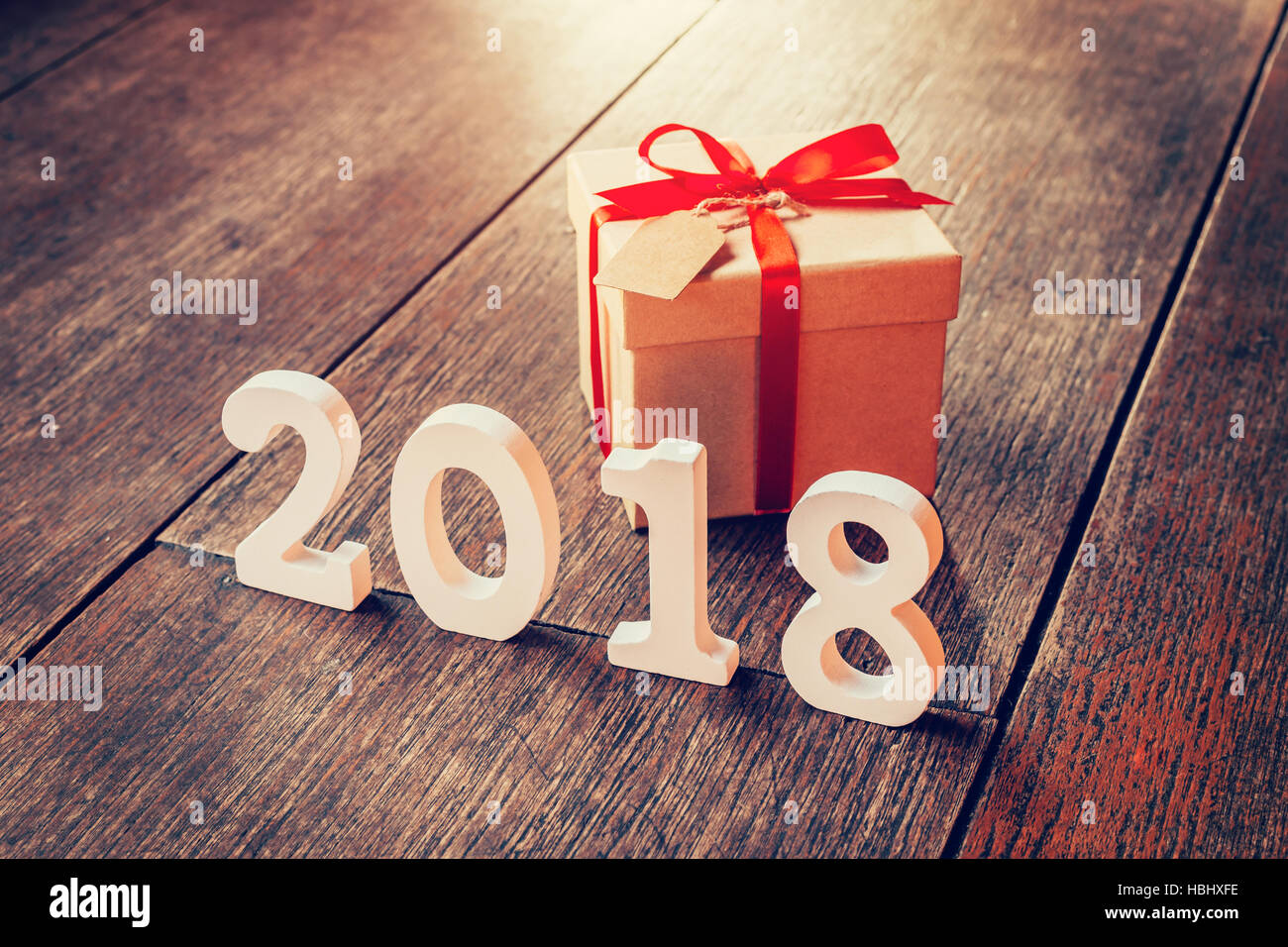 Wooden numbers forming the number 2018, For the new year 2018 on rustic ...