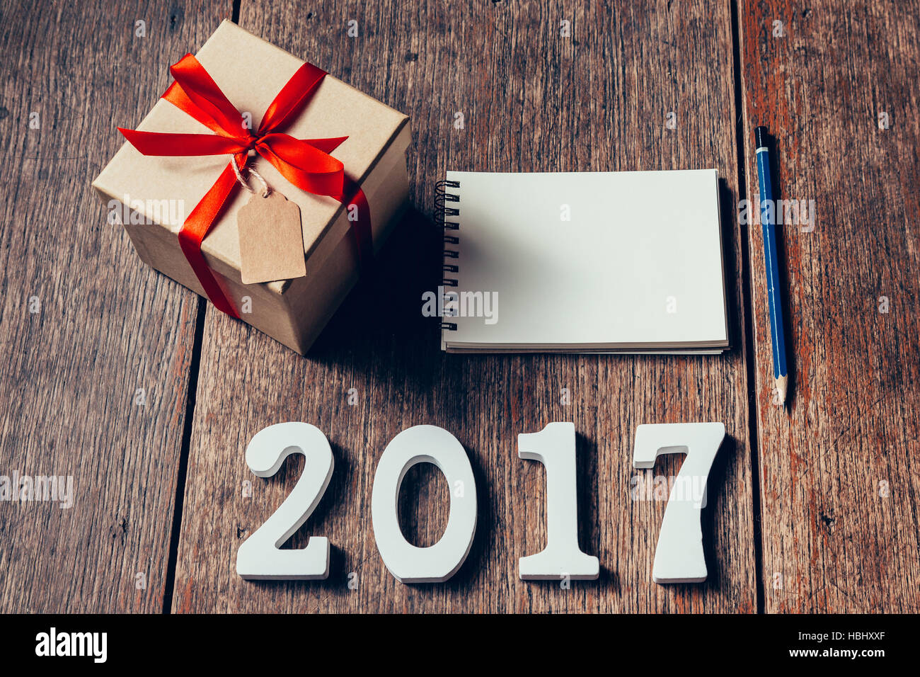 Wooden numbers forming the number 2017, For the new year 2017 on rustic ...