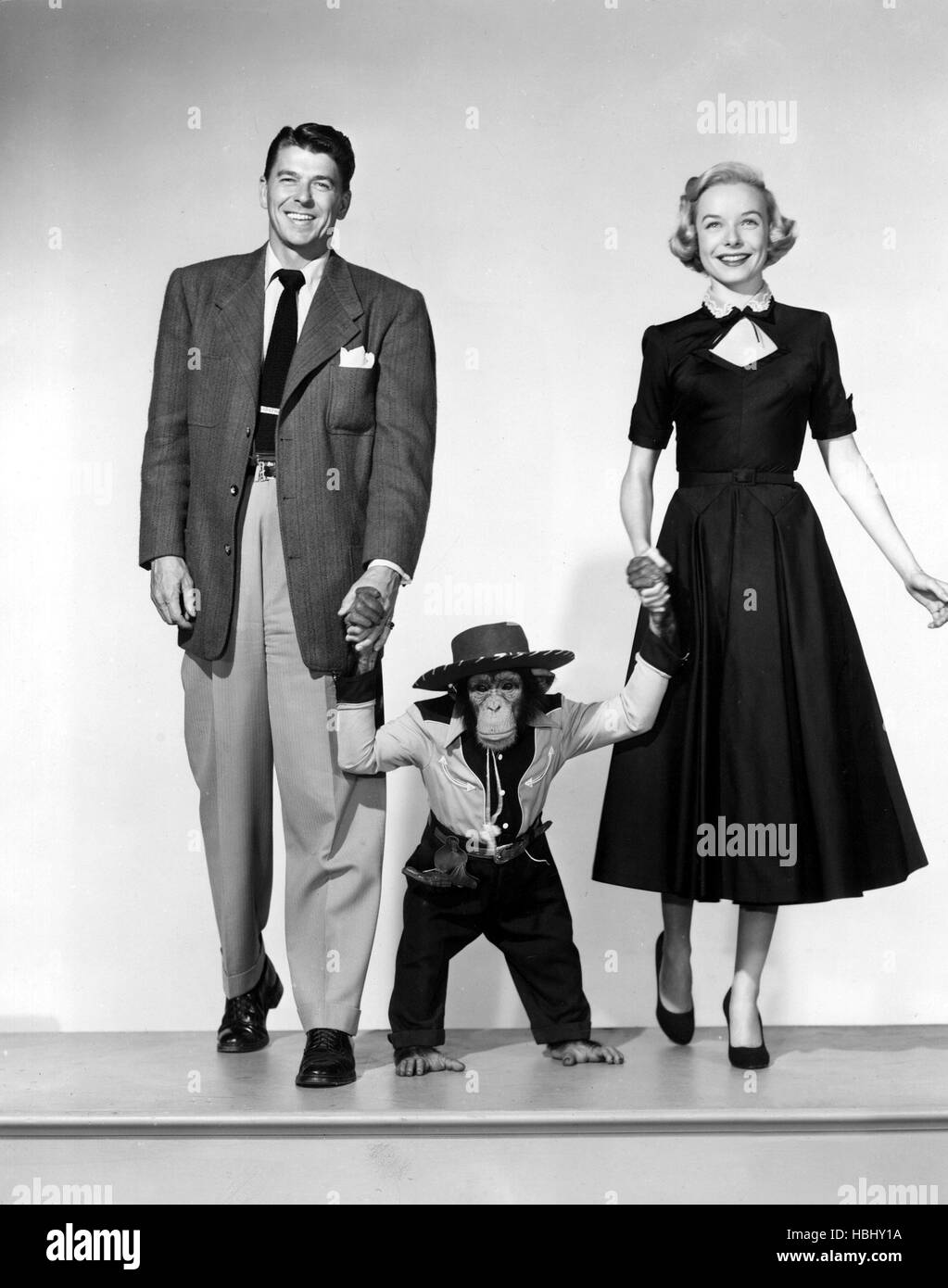 BEDTIME FOR BONZO, Ronald Reagan, Bonzo, Diana Lynn, 1951 Stock Photo ...