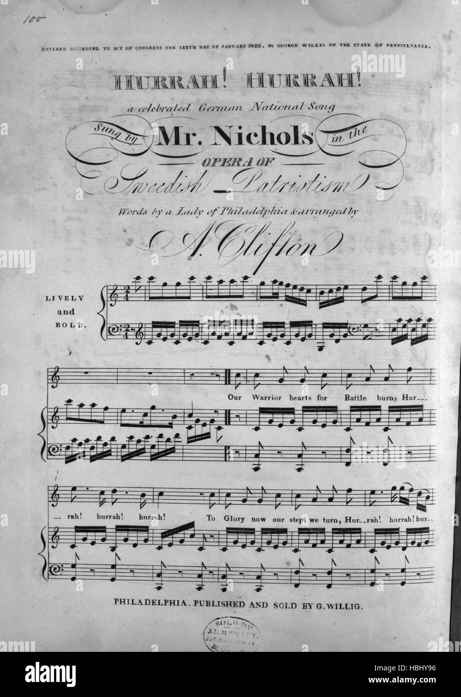 Sheet music cover image of the song 'Hurrah! Hurrah! A Celebrated ...