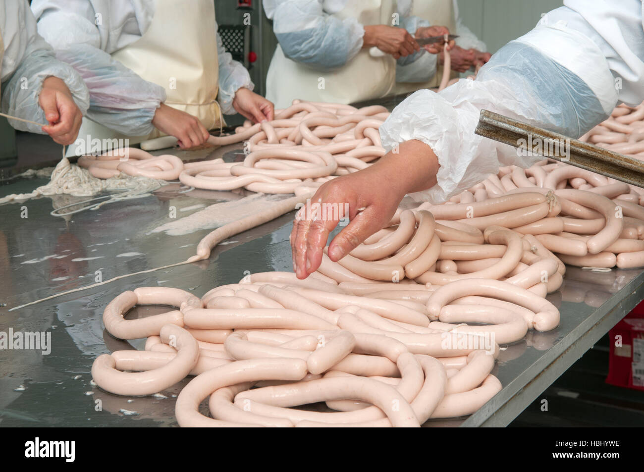 close-up making sausages automatic process Stock Photo - Alamy