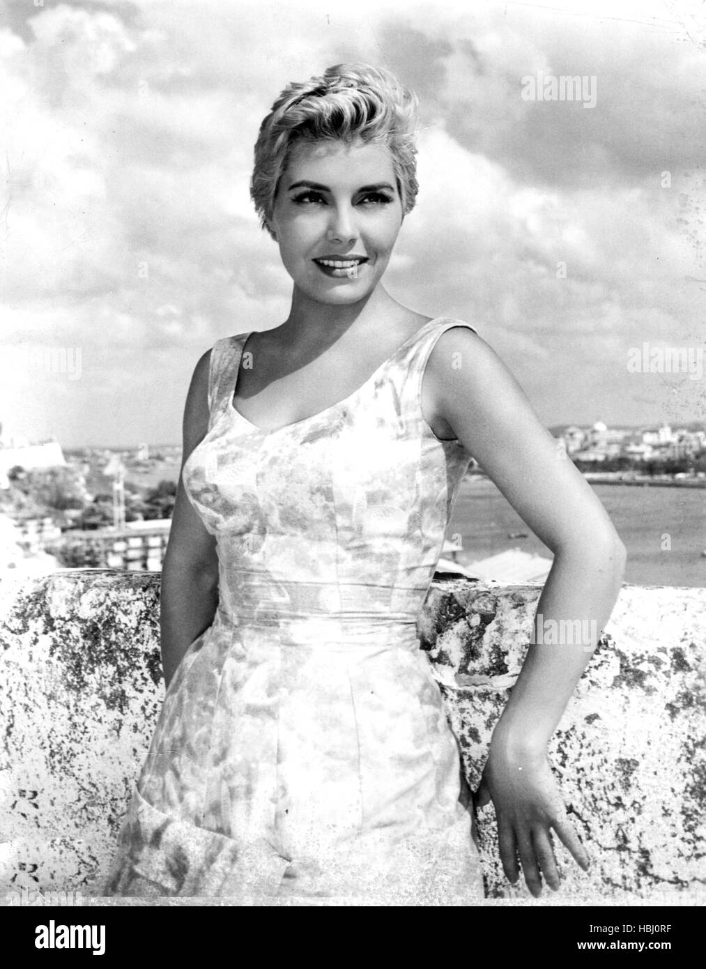 THE BIG BOODLE, Rossana Rory, on location in Havana, 1957 Stock Photo ...