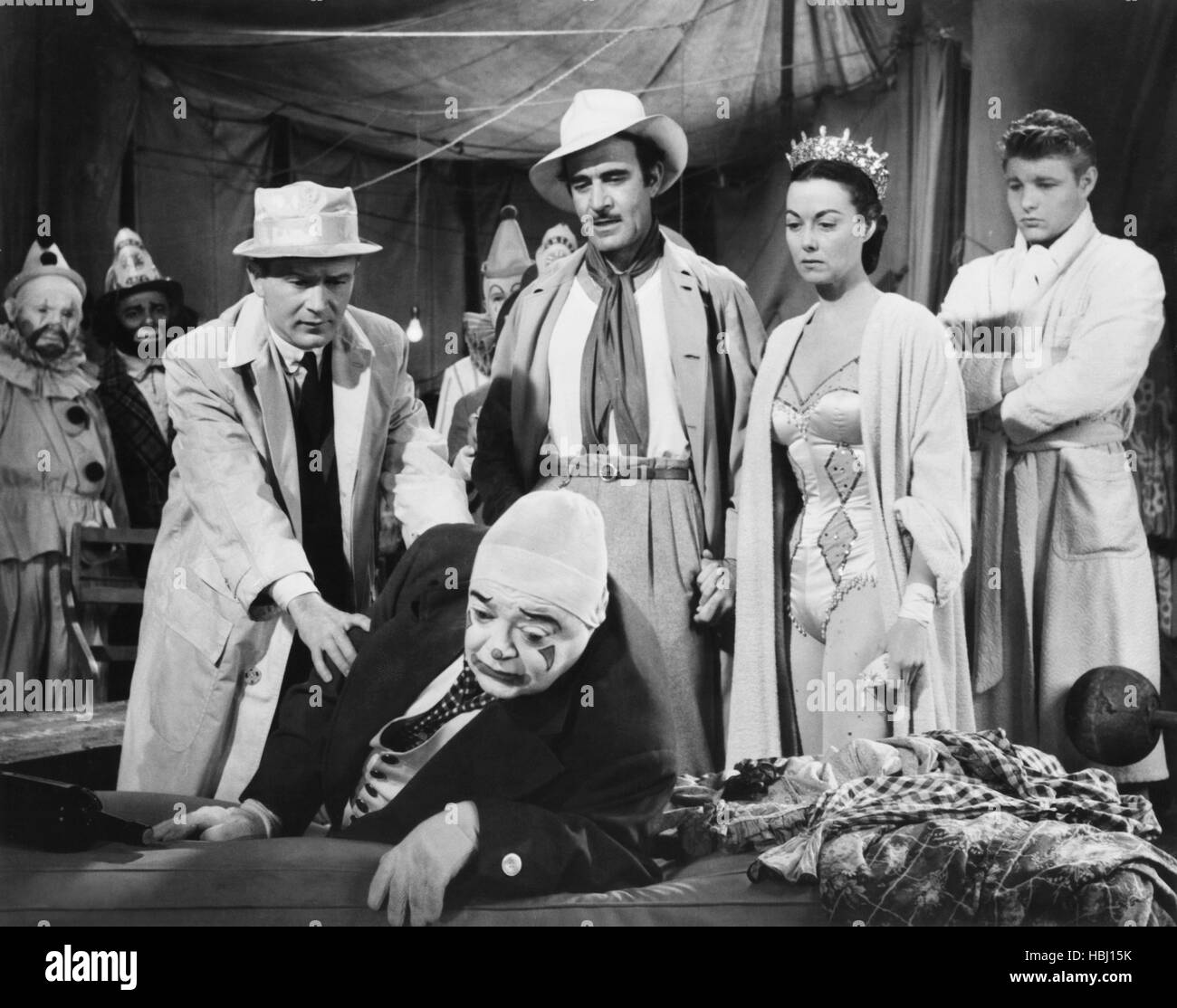 THE BIG CIRCUS, from left: Red Buttons, Peter Lorre, Gilbert Roland ...