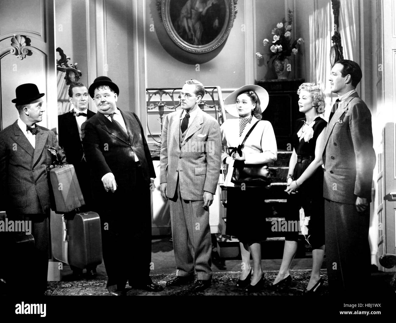 THE BIG NOISE, from left, Stan Laurel, Oliver Hardy, Arthur Space ...