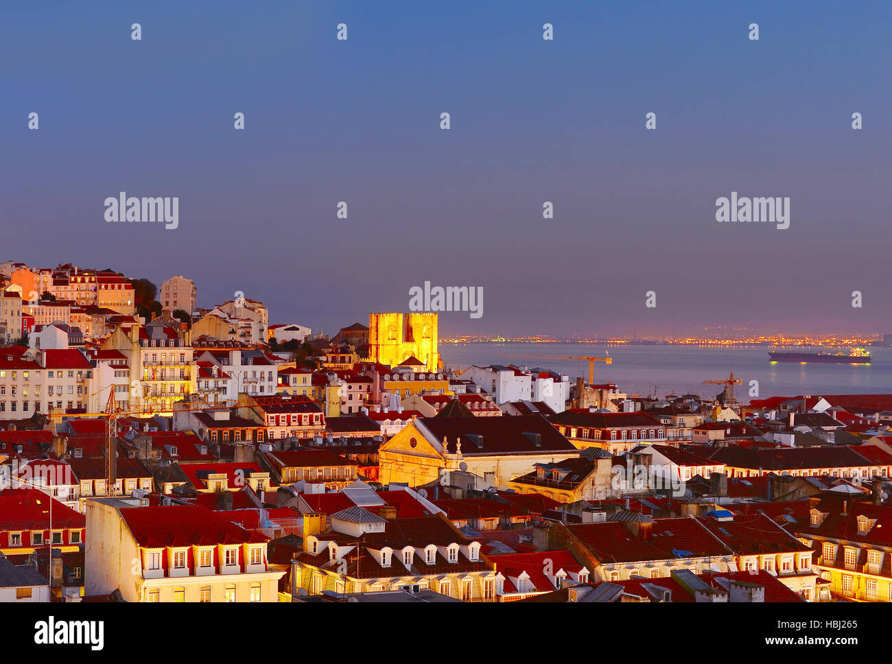 Aerial view night scape lisbon hi-res stock photography and images - Alamy