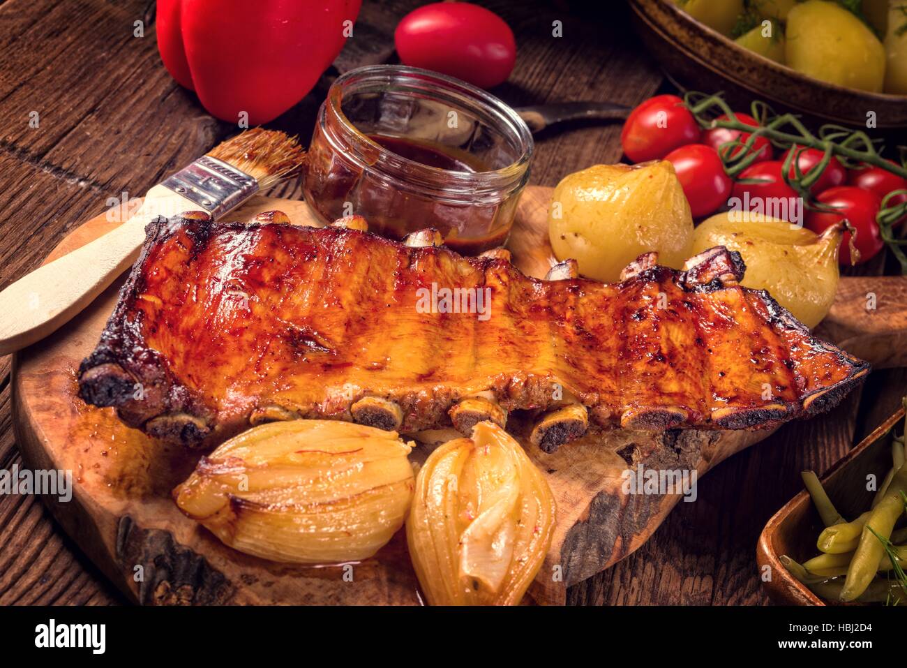 Crisp grilled ribs Stock Photo - Alamy