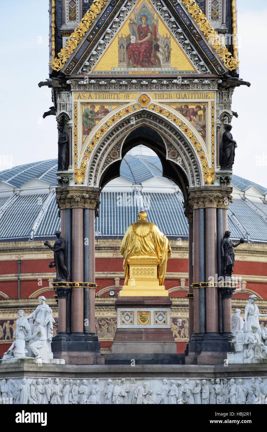 Albert memorial from rear with Albert Hall Stock Photo - Alamy