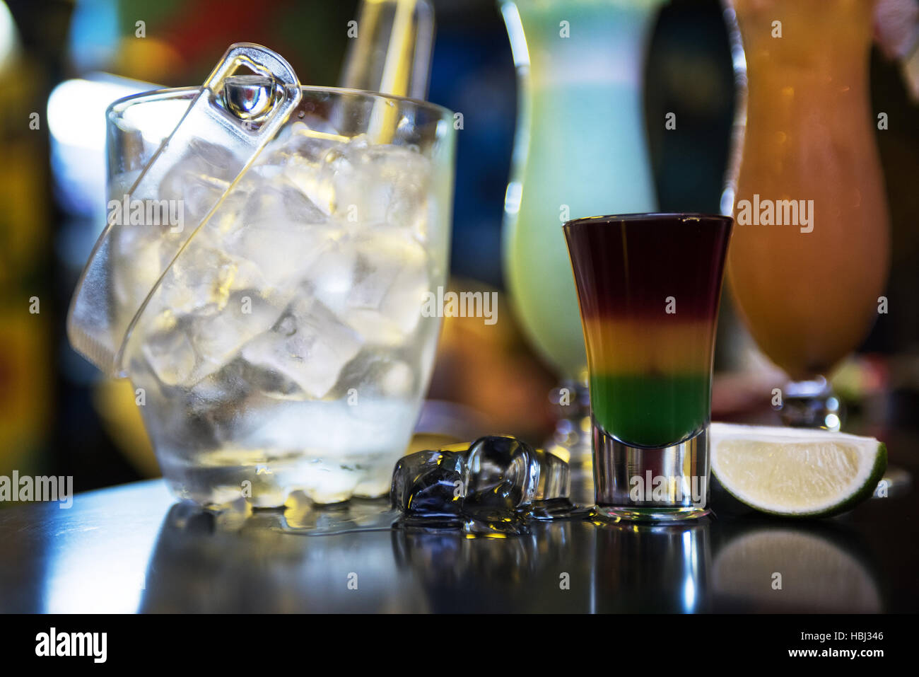 cocktails on bar background Stock Photo - Alamy