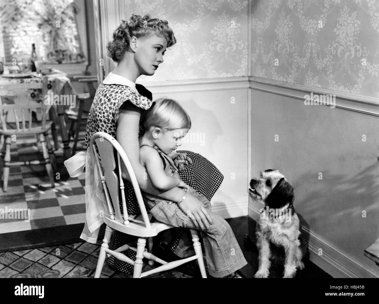 BLONDIE, from left, Penny Singleton, Larry Simms, Daisy the dog, 1938 ...