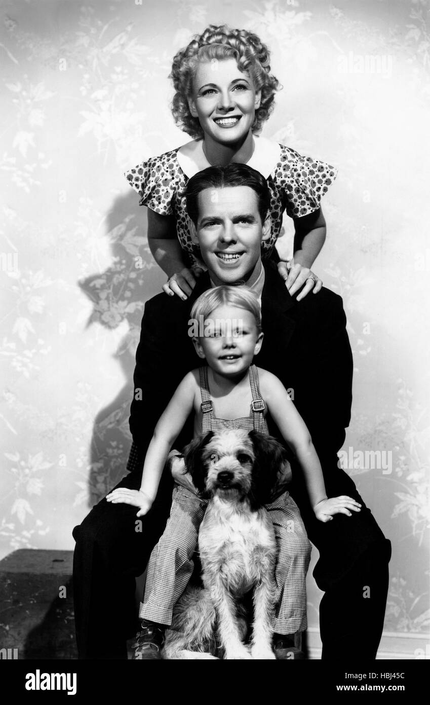 BLONDIE, from top, Penny Singleton, Arthur Lake, Larry Simms, Daisy the ...