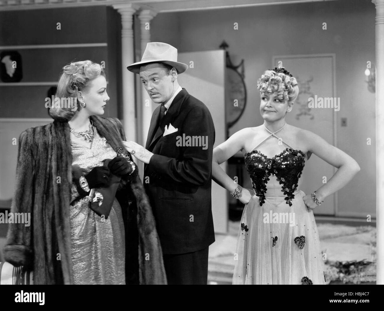 BLONDE RANSOM, from left, Virginia Grey, Jerome Cowan, Collette Lyons ...