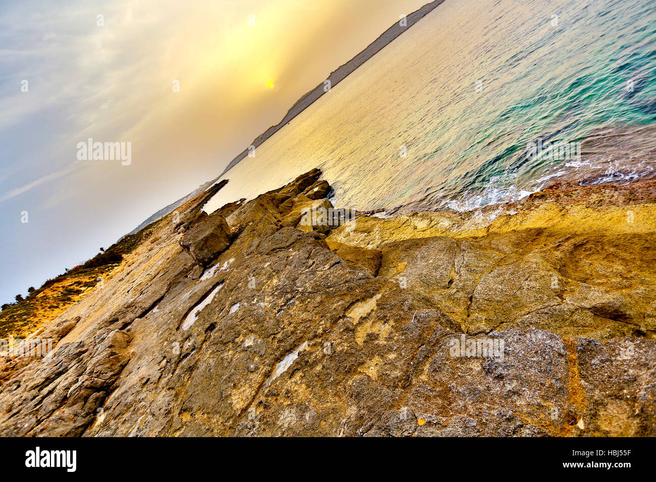 Sunset in Bugibba Stock Photo - Alamy