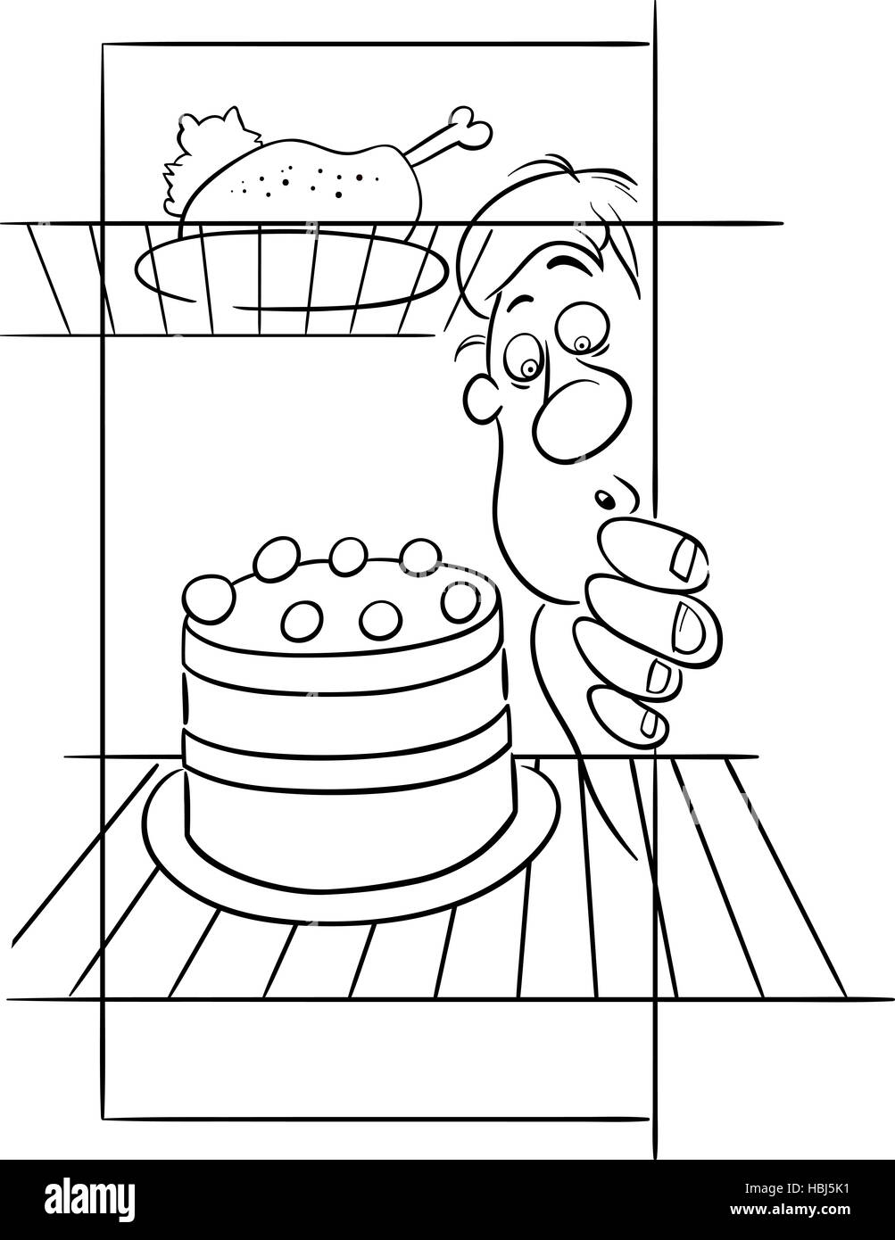 hungry man on diet drawing Stock Photo - Alamy