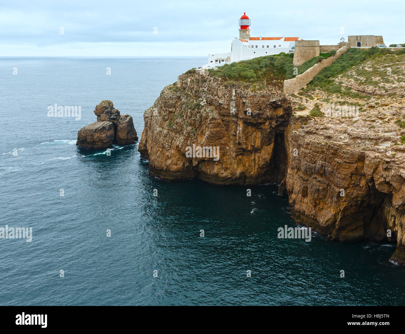 Lighthouse on cape, Algarve, Portugal Stock Photo - Alamy