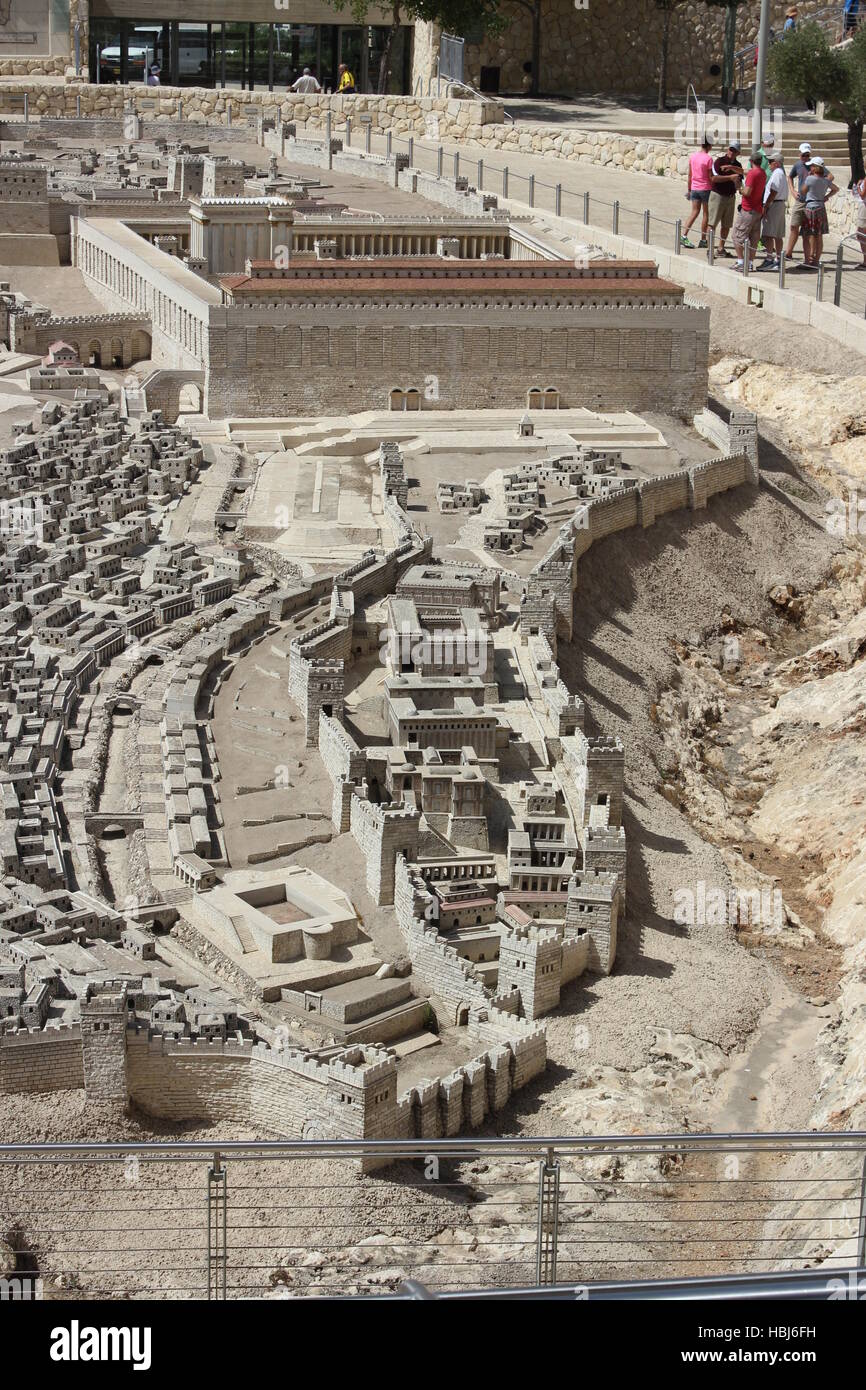 A model of Jerusalem in the time of Herod's Temple (66AD) at the Israel ...