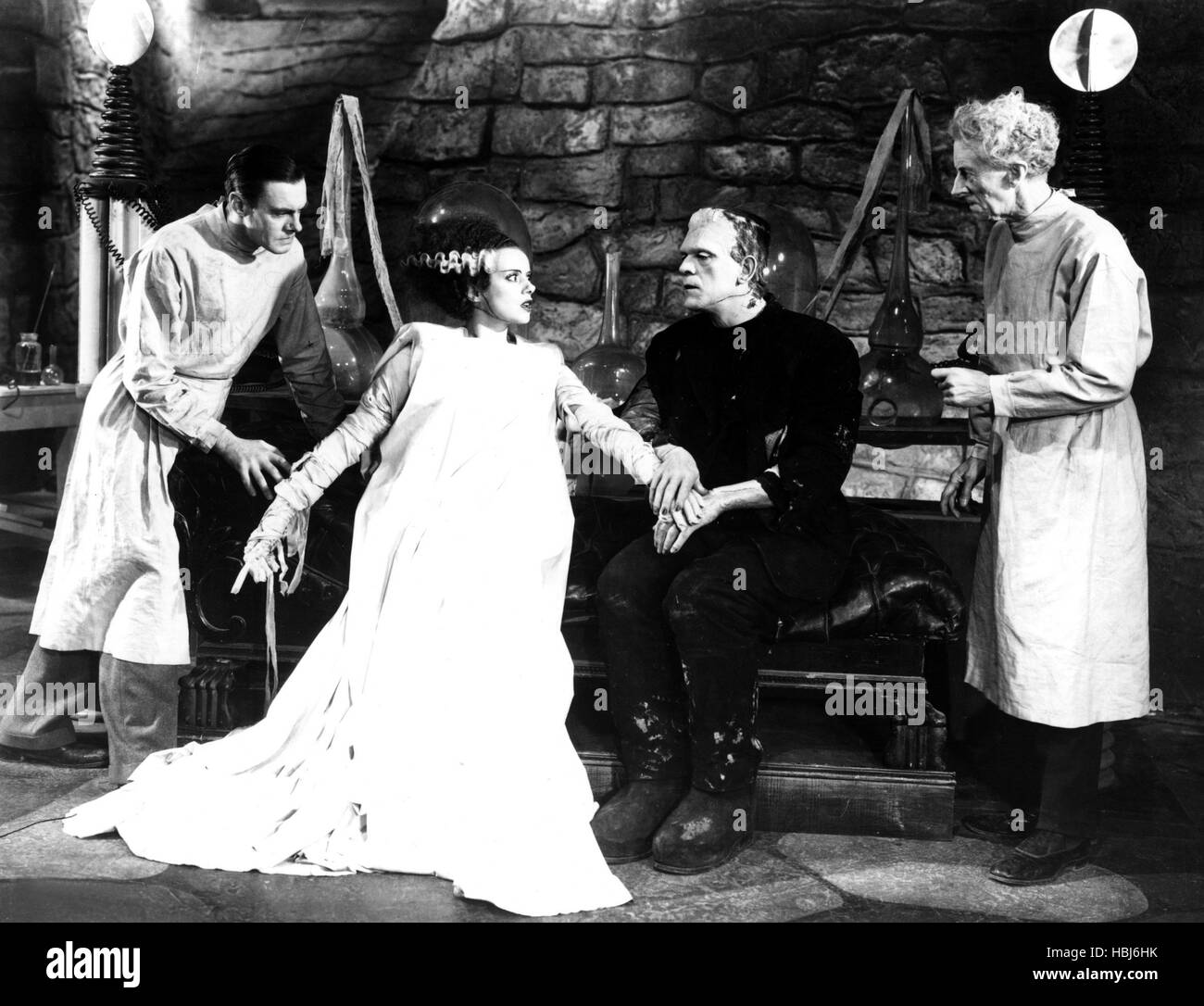 BRIDE OF FRANKENSTEIN, Colin Clive, Elsa Lanchester, Boris Karloff ...
