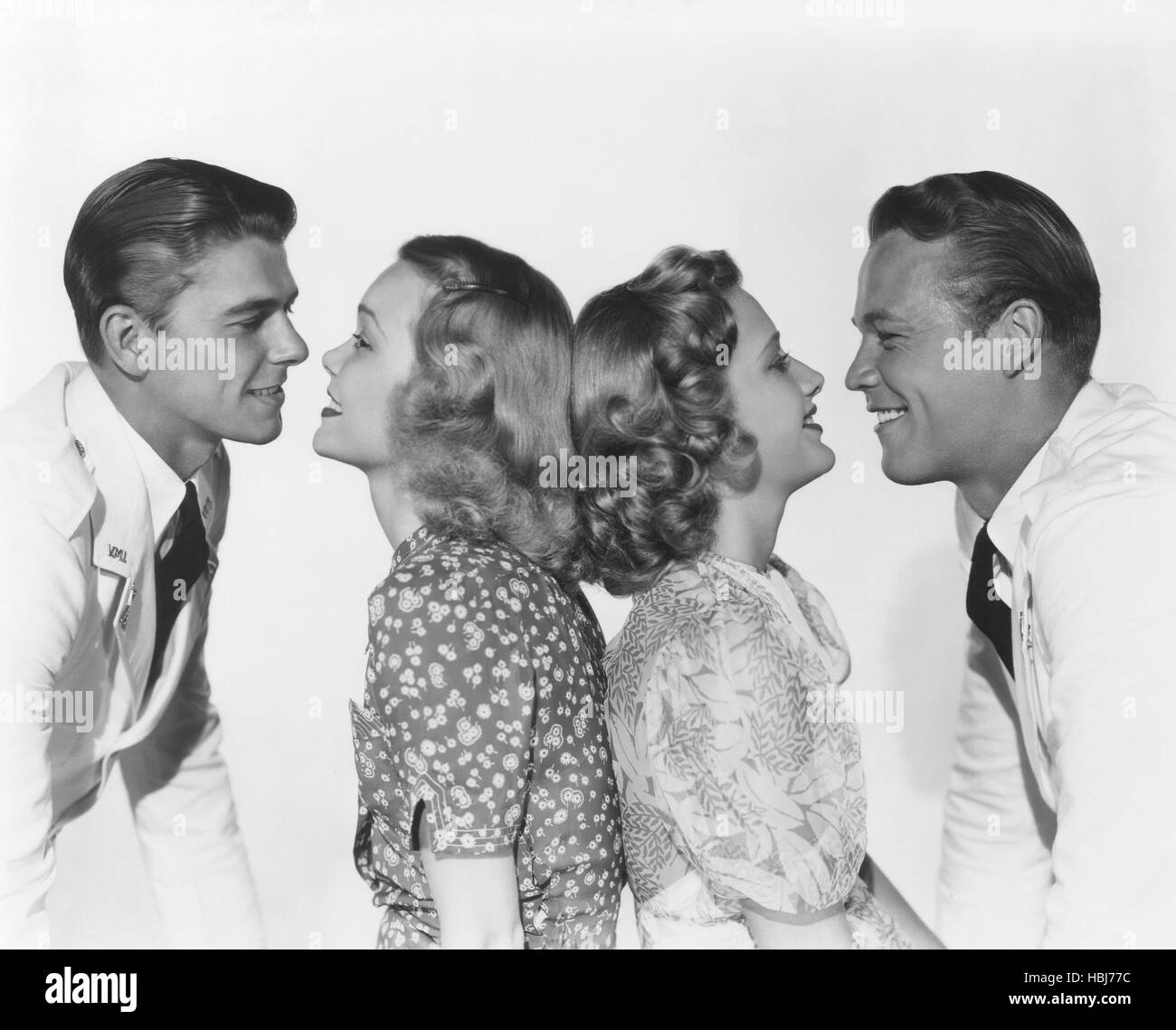 BROTHER RAT, from left: Ronald Reagan, Jane Wyman, Priscilla Lane ...