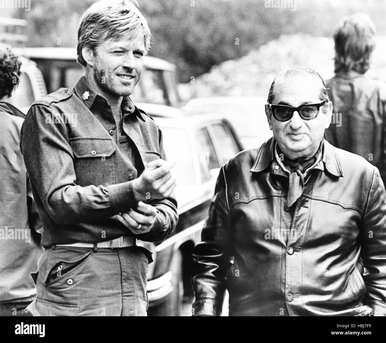 A BRIDGE TOO FAR, from left: Robert Redford, producer Joseph E. Levine ...