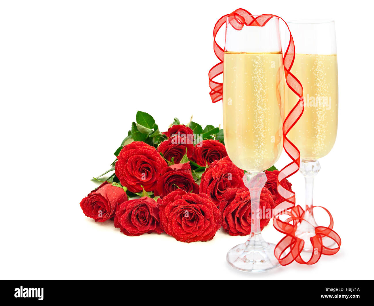 Roses And Champagne Stock Photo - Alamy