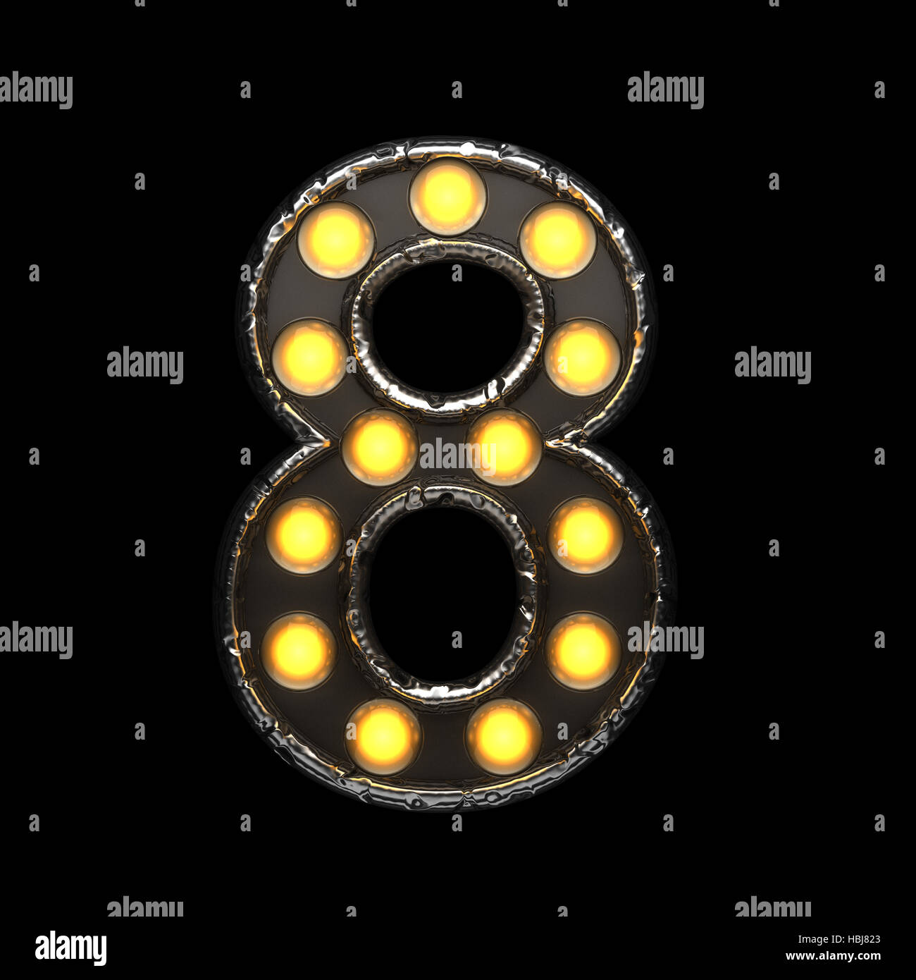 8 metal letter with lights. 3D illustration Stock Photo - Alamy