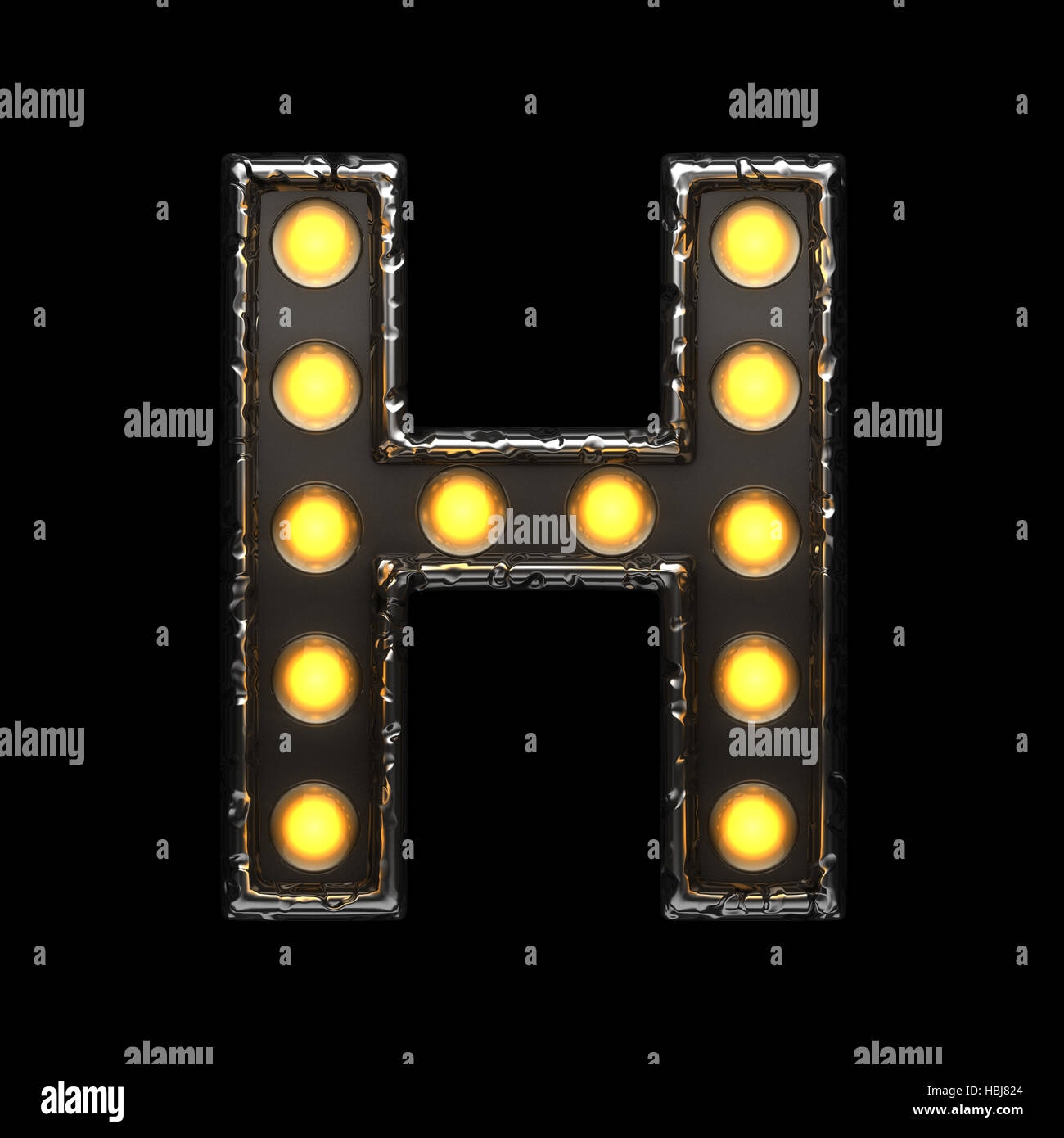 h metal letter with lights. 3D illustration Stock Photo - Alamy