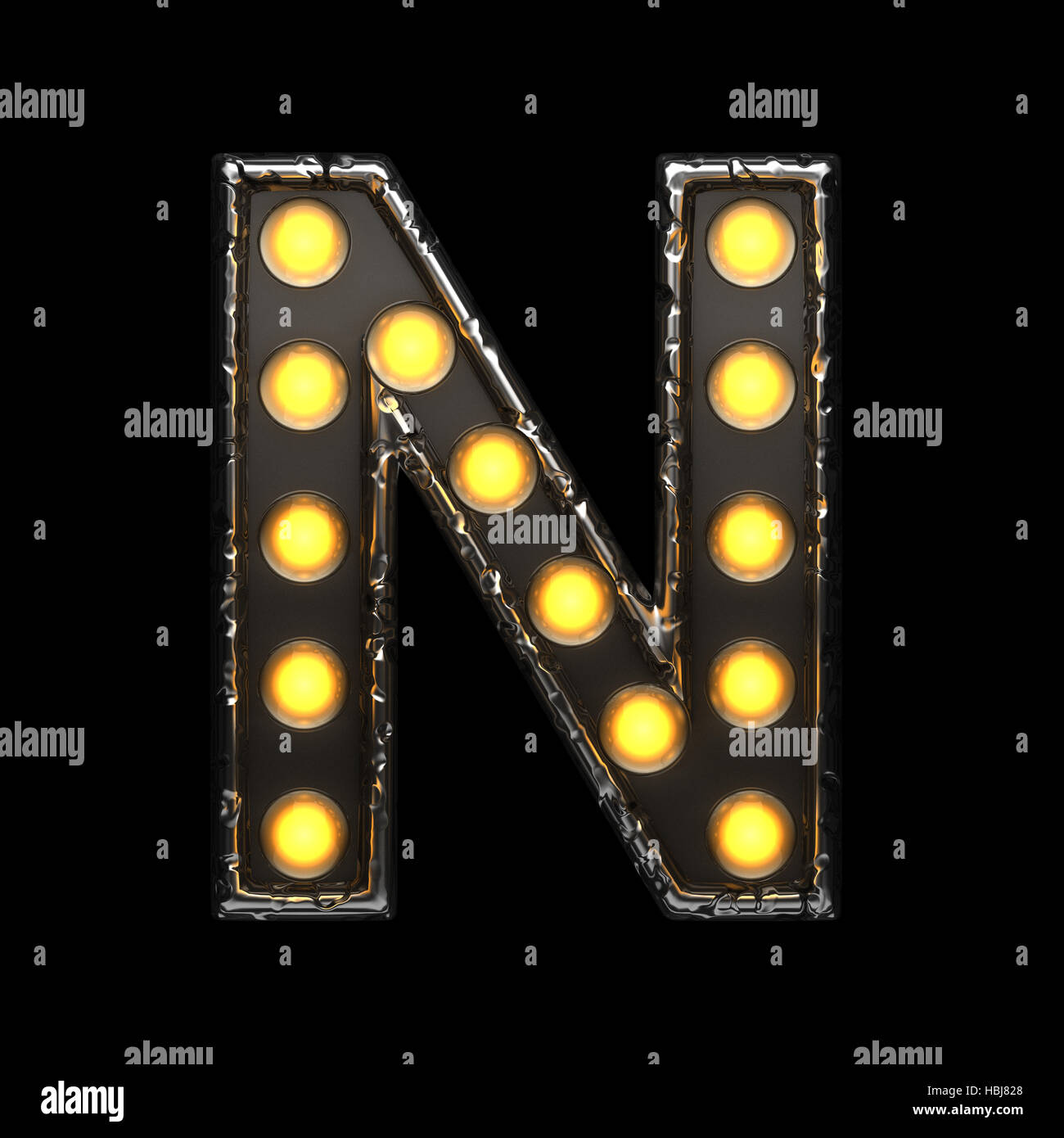 n metal letter with lights. 3D illustration Stock Photo - Alamy