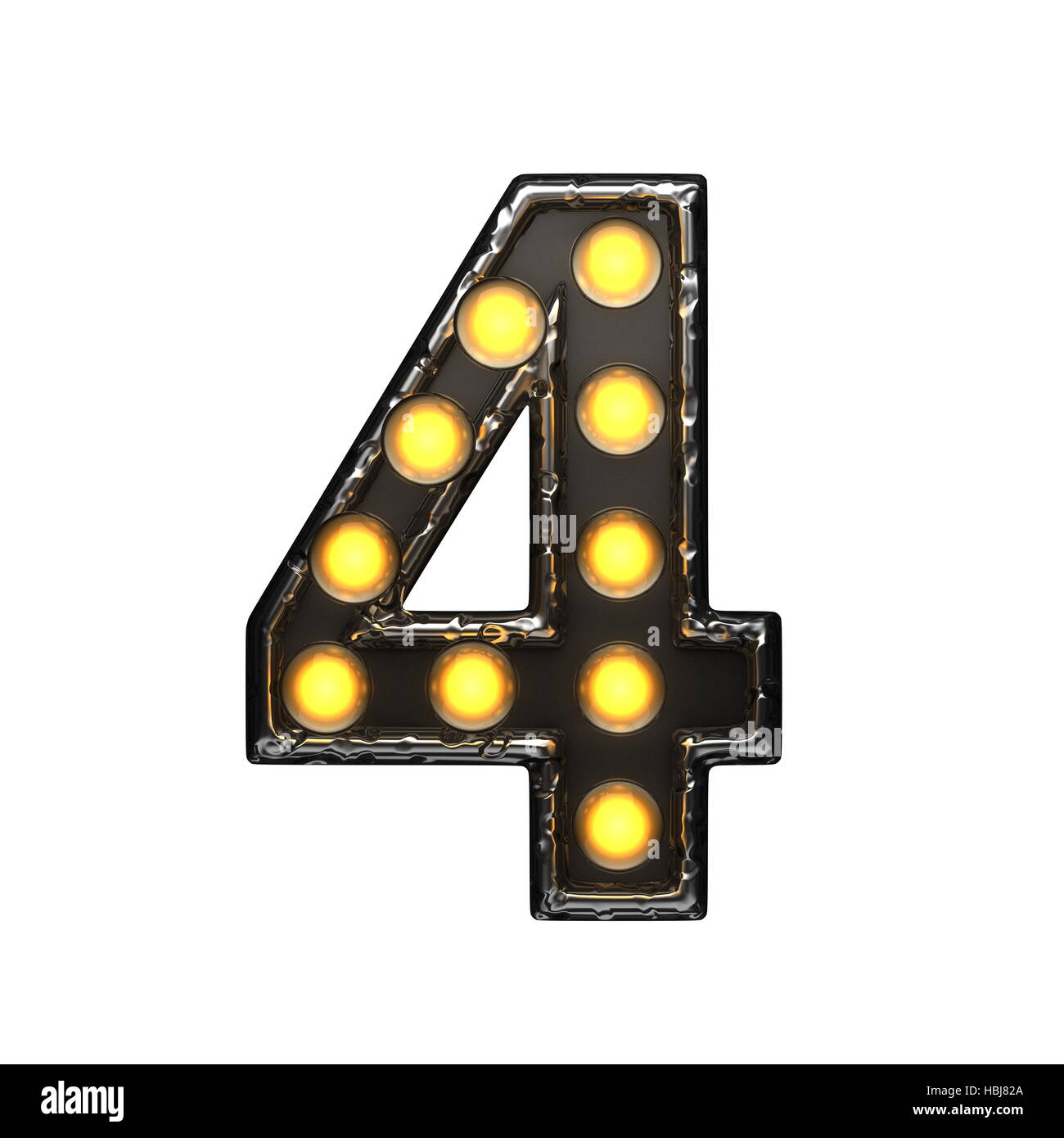 4 metal letter with lights. 3D illustration Stock Photo - Alamy