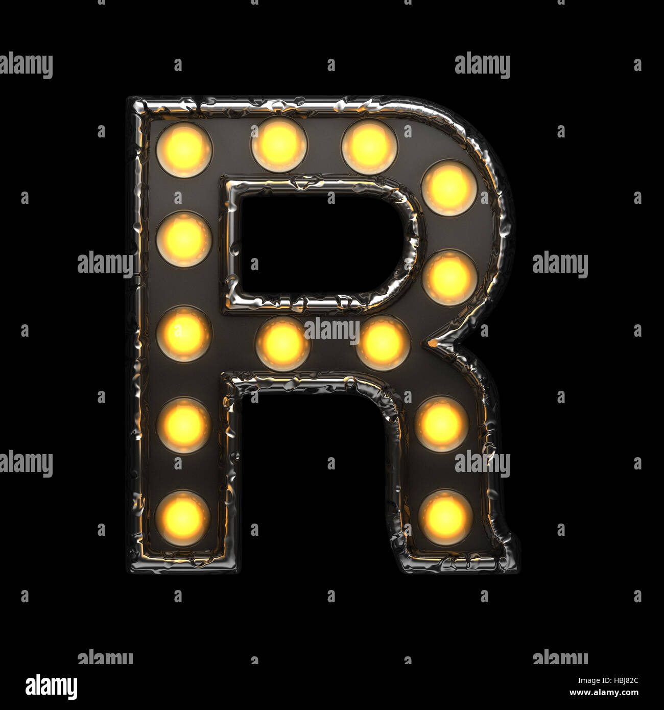 r metal letter with lights. 3D illustration Stock Photo - Alamy