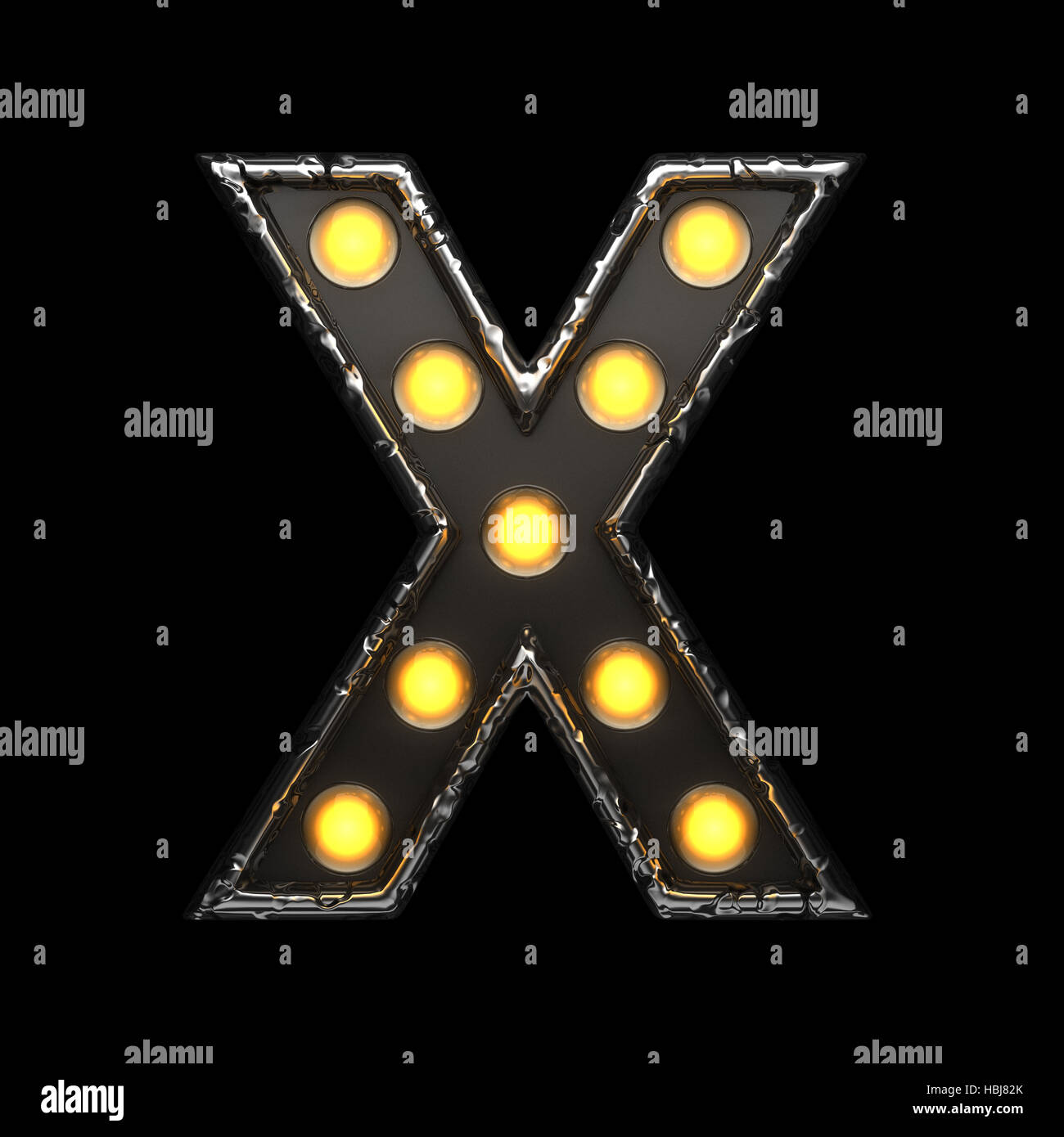 x metal letter with lights. 3D illustration Stock Photo - Alamy