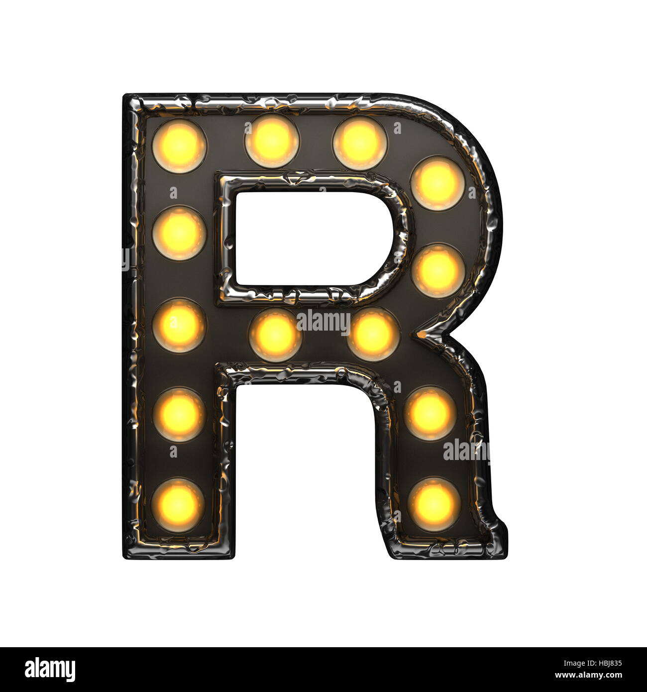 r metal letter with lights. 3D illustration Stock Photo - Alamy
