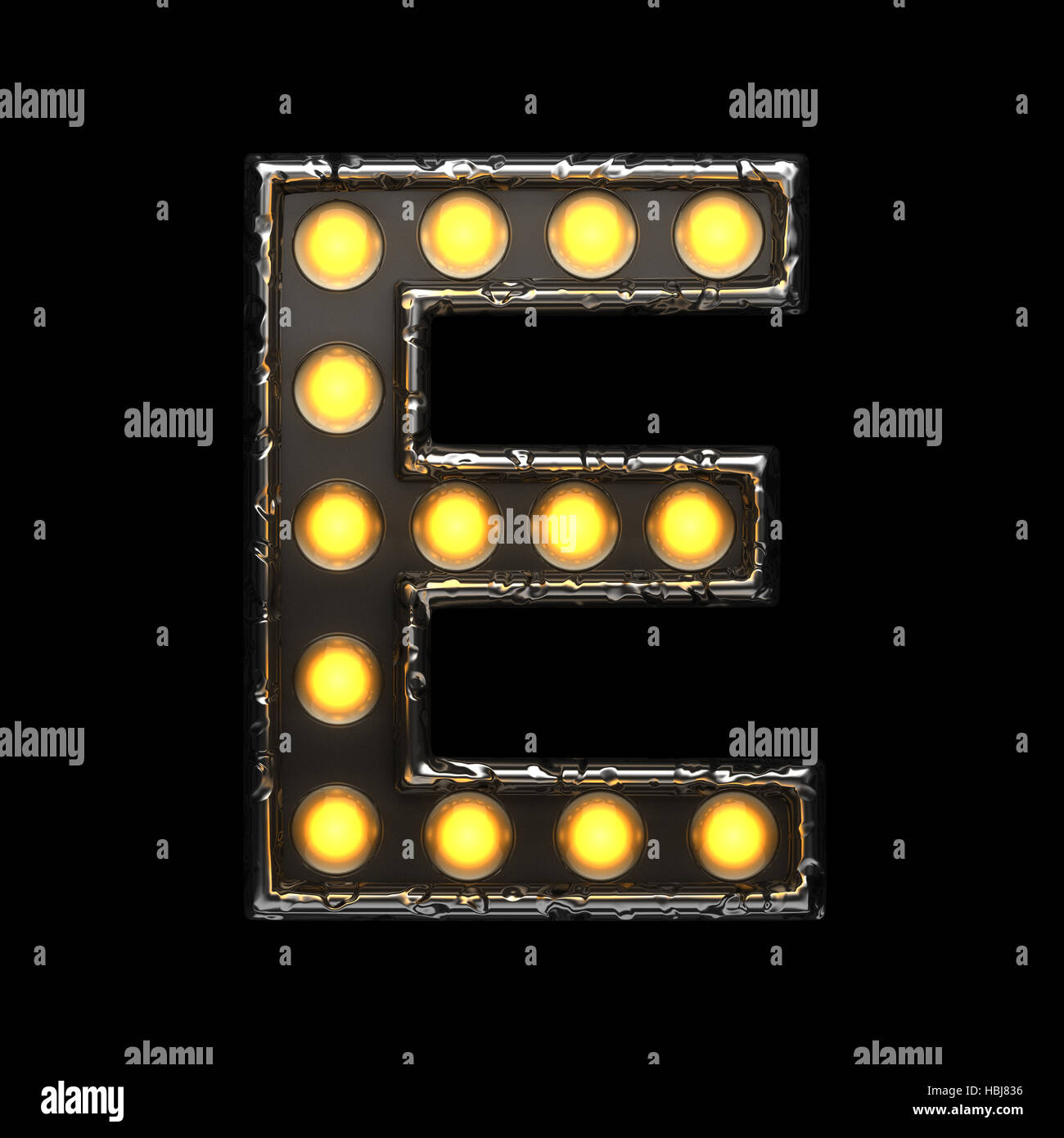 e metal letter with lights. 3D illustration Stock Photo - Alamy