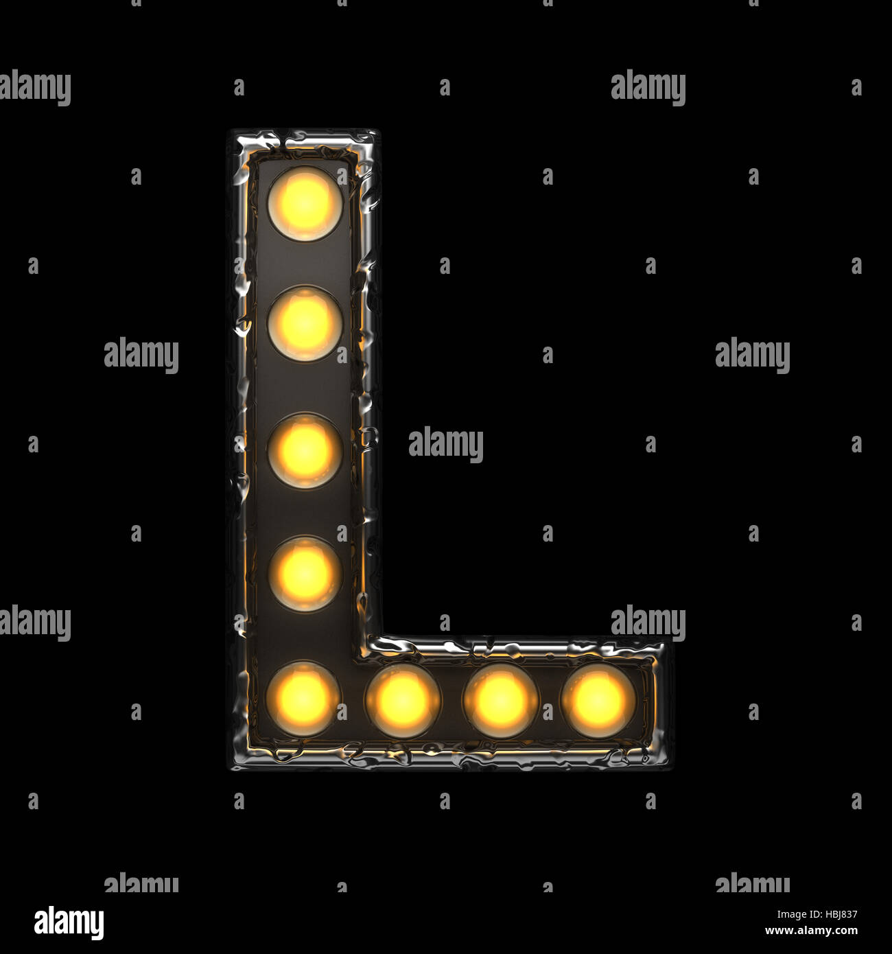 l metal letter with lights. 3D illustration Stock Photo - Alamy