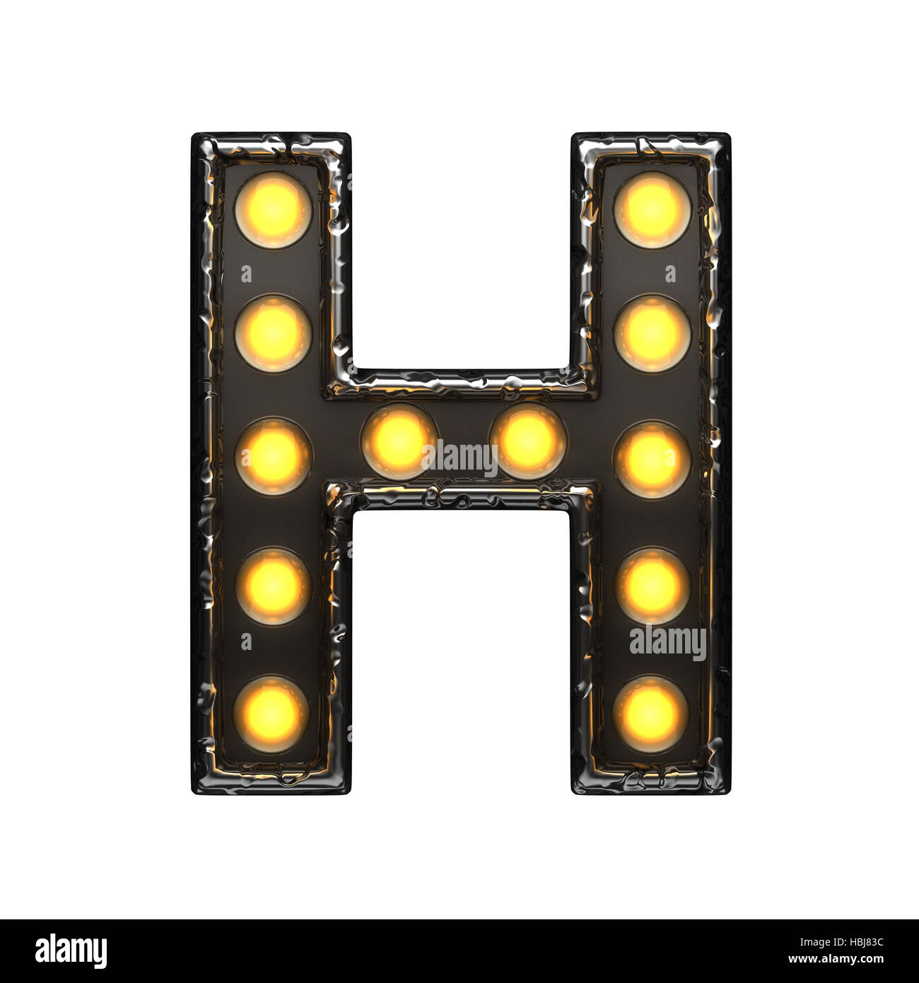 h metal letter with lights. 3D illustration Stock Photo - Alamy