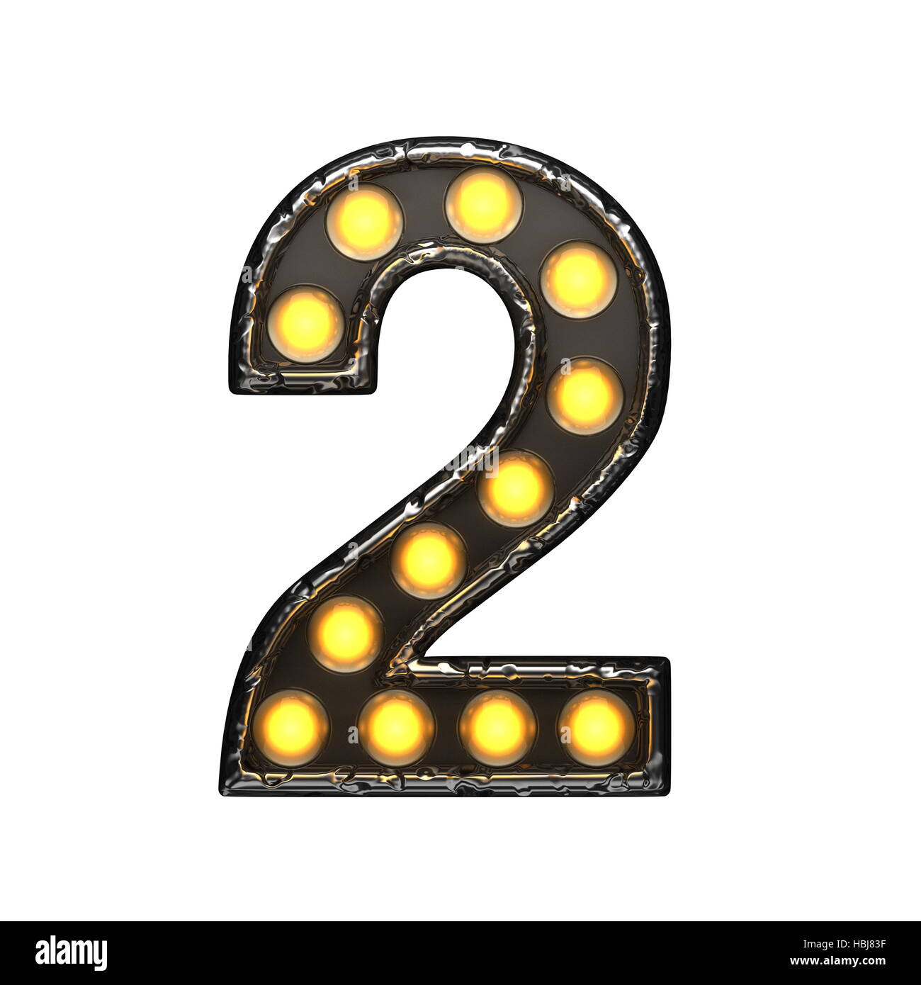 2 metal letter with lights. 3D illustration Stock Photo - Alamy