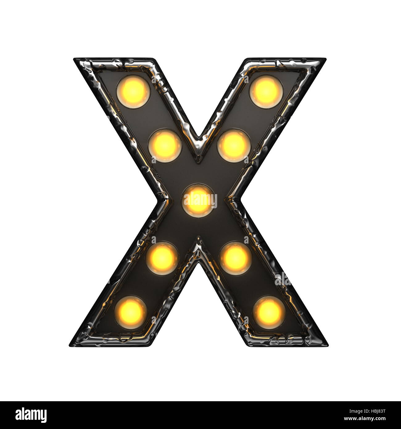x metal letter with lights. 3D illustration Stock Photo - Alamy