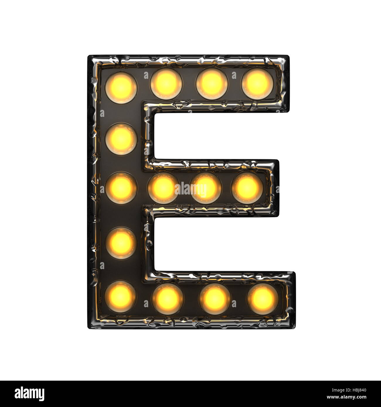 e metal letter with lights. 3D illustration Stock Photo - Alamy