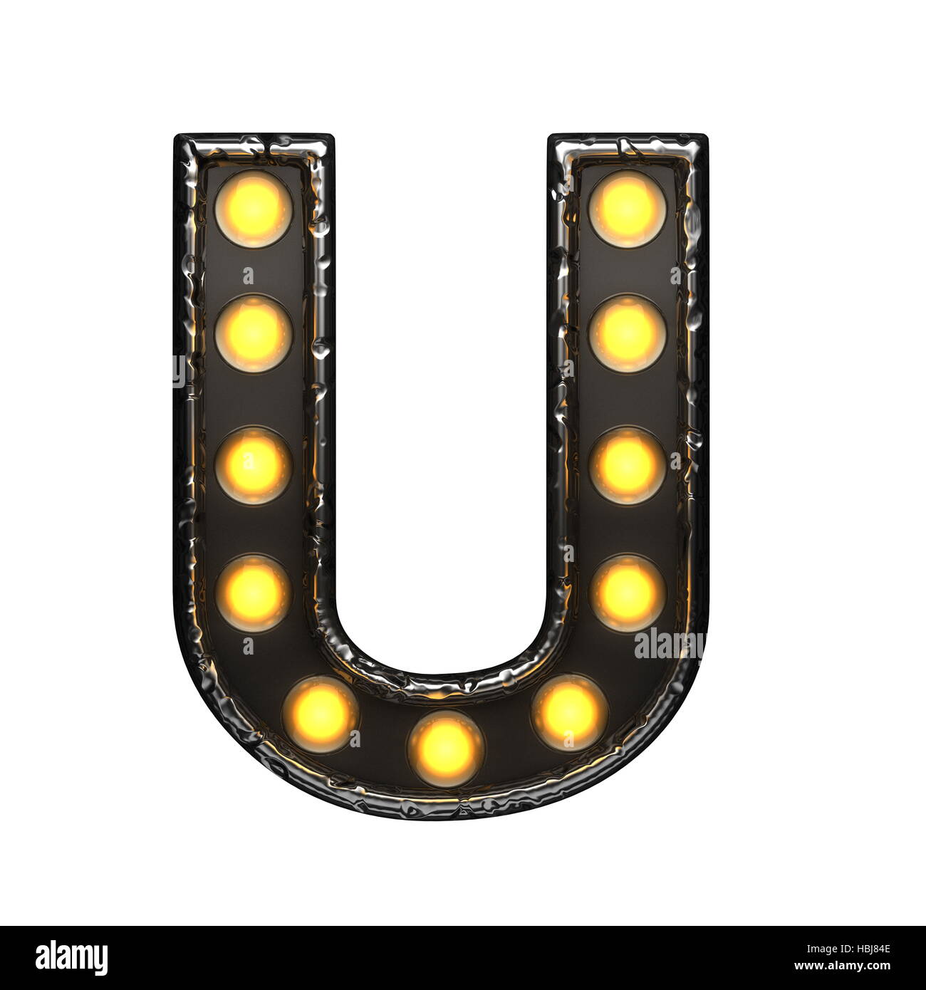 u metal letter with lights. 3D illustration Stock Photo - Alamy