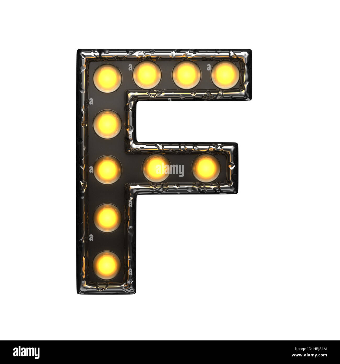 f metal letter with lights. 3D illustration Stock Photo - Alamy