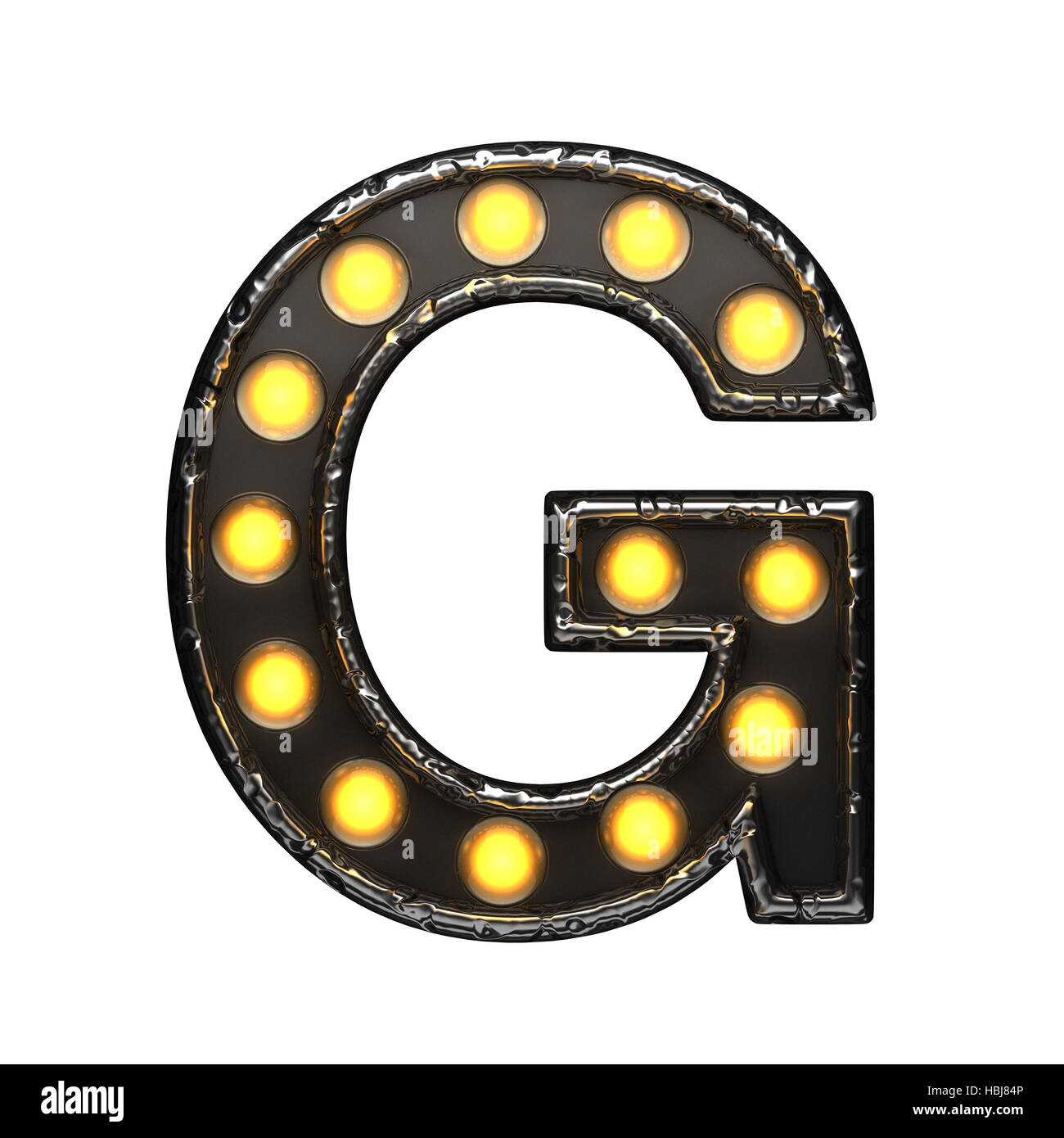 g metal letter with lights. 3D illustration Stock Photo - Alamy