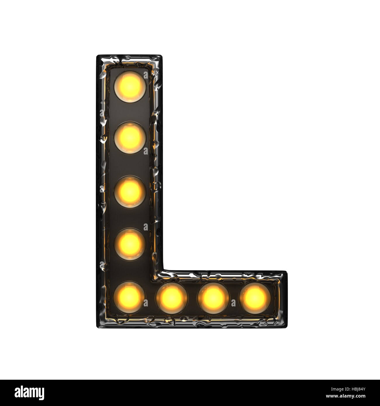 l metal letter with lights. 3D illustration Stock Photo - Alamy