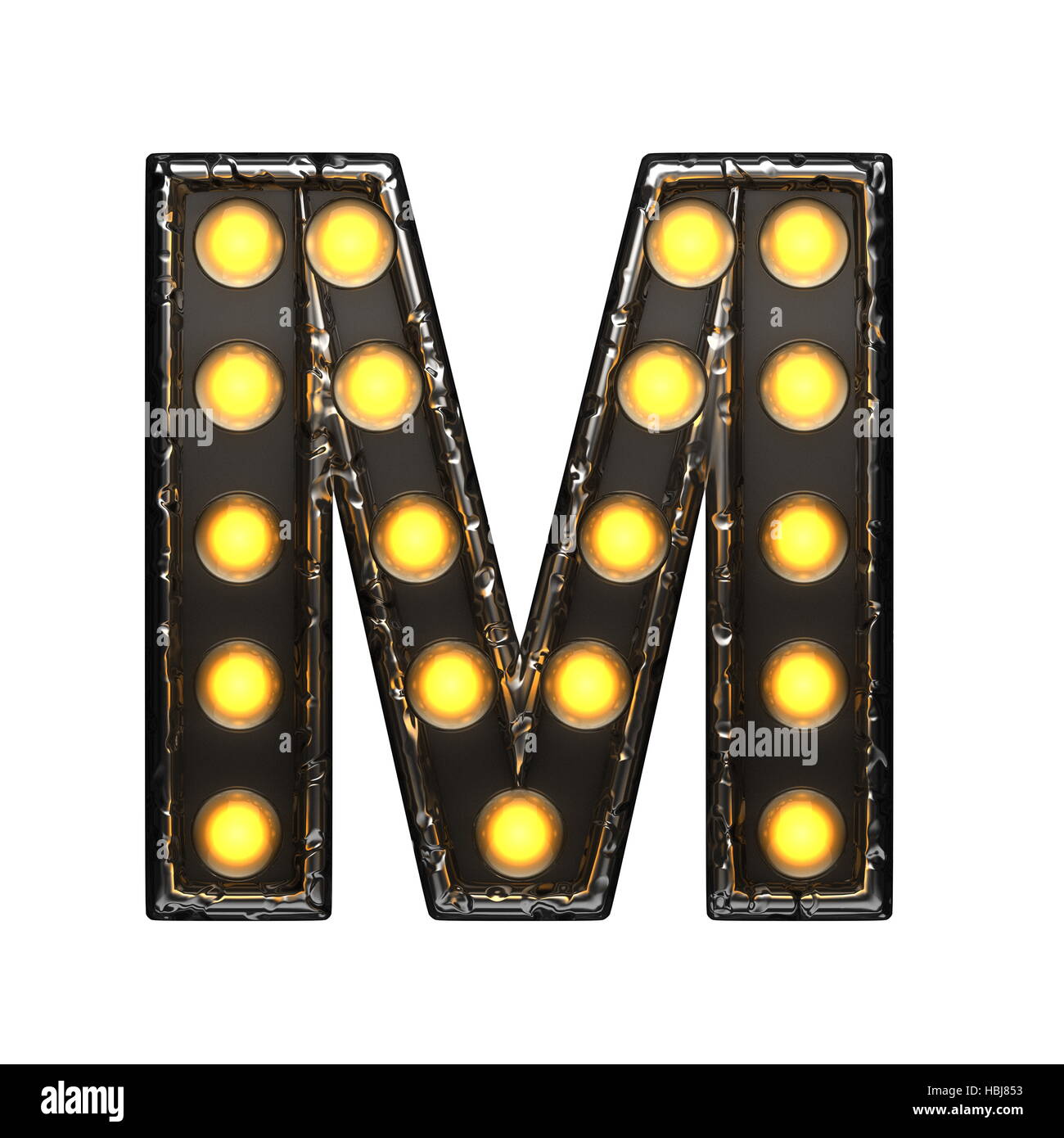 m metal letter with lights. 3D illustration Stock Photo - Alamy