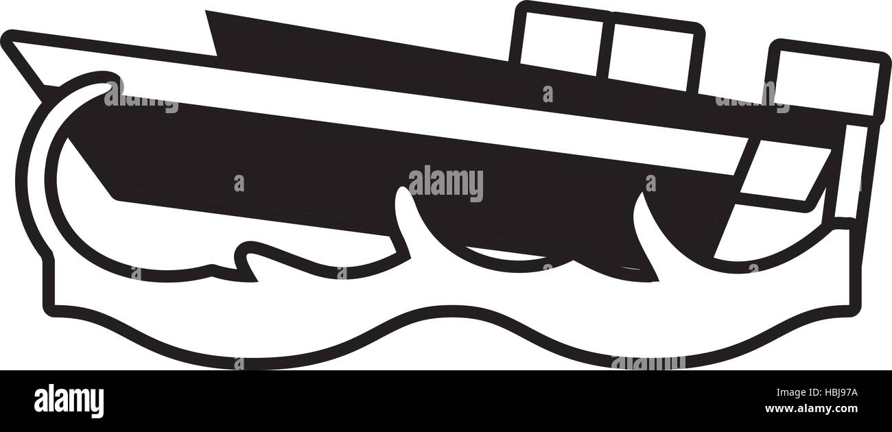 outline yacht boat beach sea wave vector illustration eps 10 Stock ...