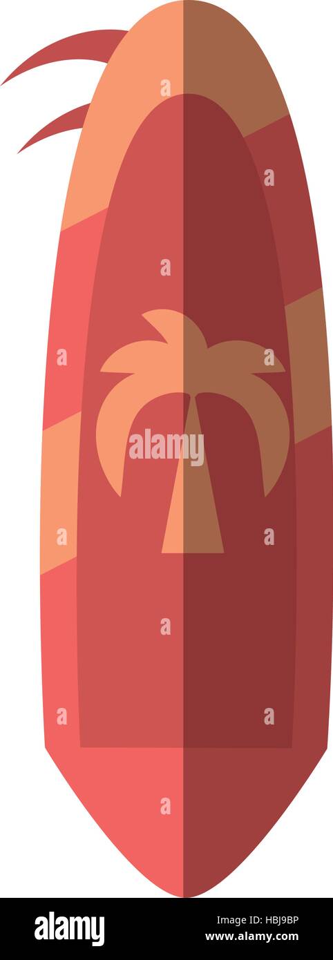 cartoon pink surf board hobby beach summer shadow vector illustration ...