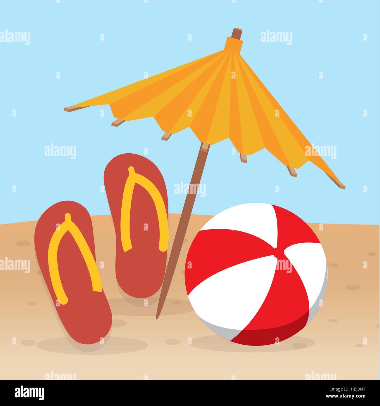 summer beach flip flop ball and umbrella vector illustration eps 10 ...