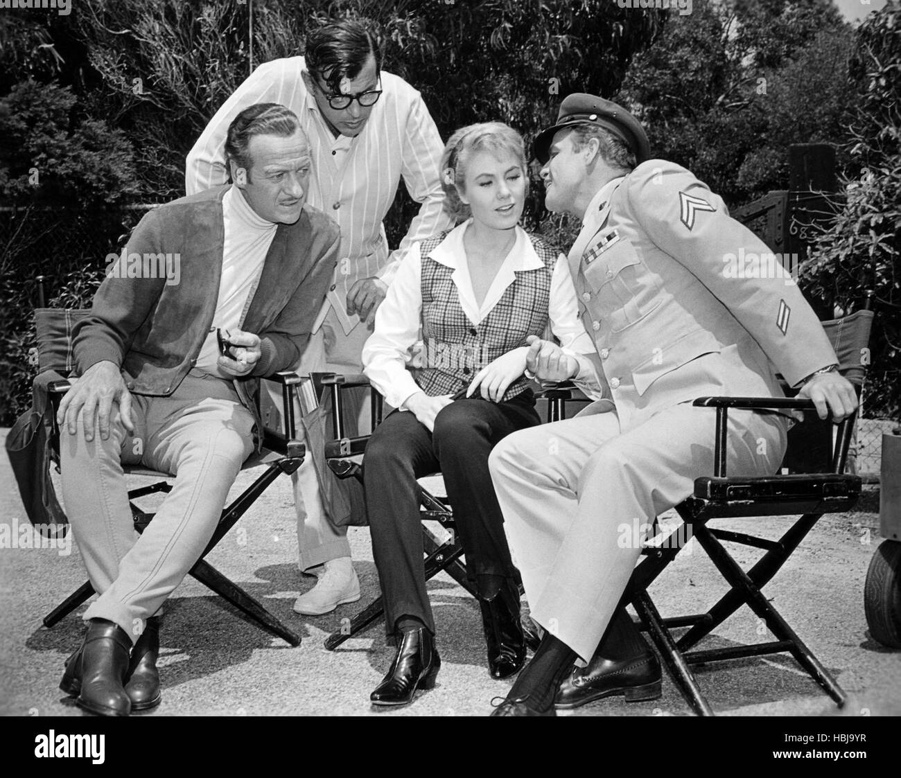 BEDTIME STORY, David Niven, Shirley Jones, Marlon Brando, on-set, 1964 ...