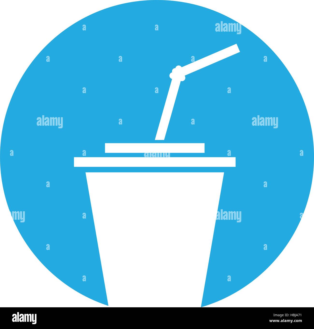 plastic cup straw portable outline with color circle vector ...
