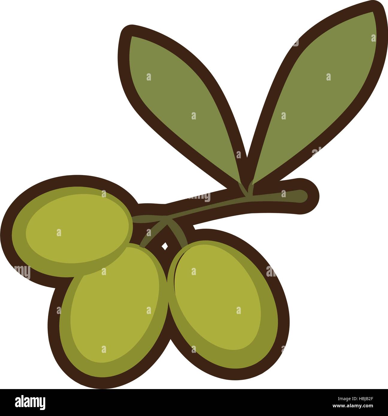 cartoon green three branch olive tree sign vector illustration eps 10 ...