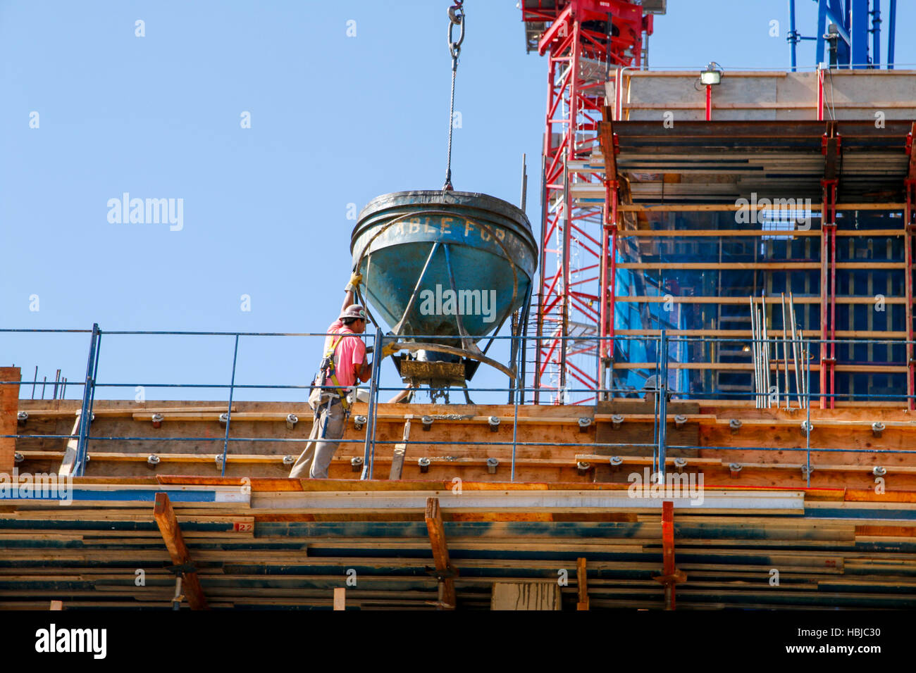 Construction workers pouring concrete. Chicago, Illinois Stock Photo ...
