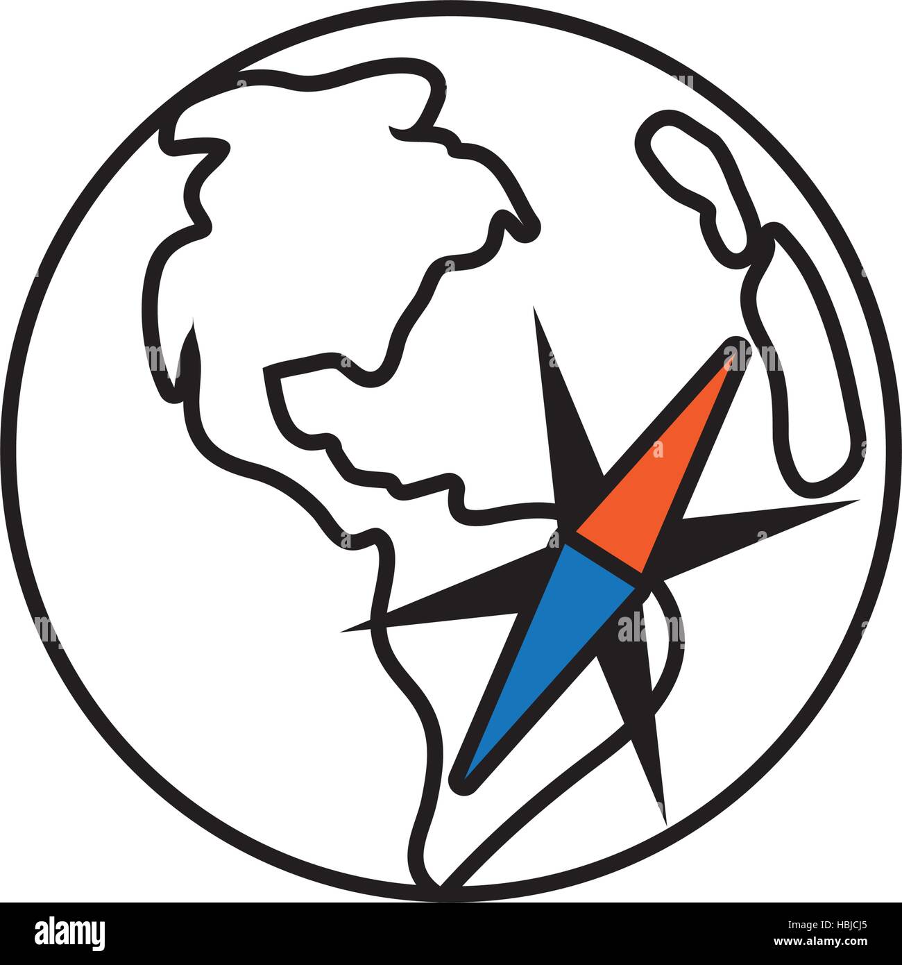 outline globe earth map compass navigation vector illustration eps 10 ...